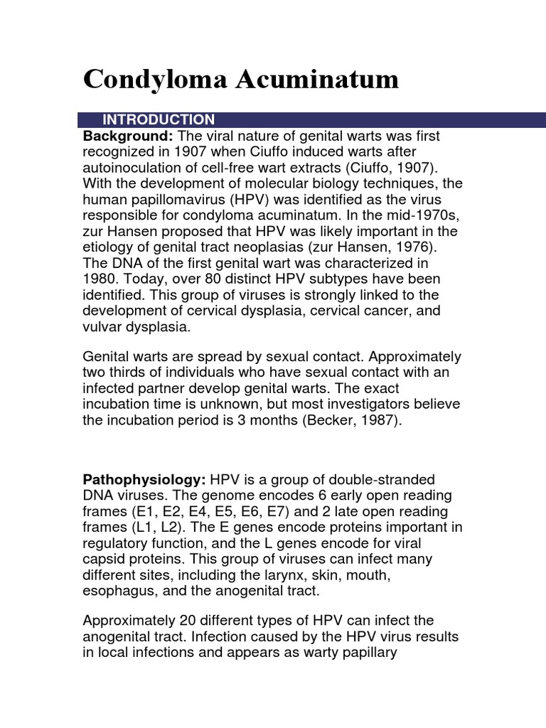 Condyloma Acuminatum | PDF | Cervical Cancer | Sexually Transmitted ...