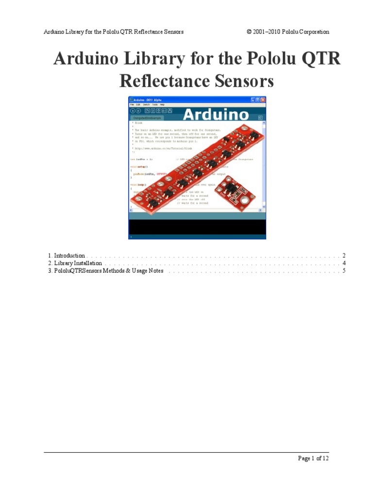 QTR Arduino Library | PDF | Class (Computer Programming) | Integer (Computer Science)