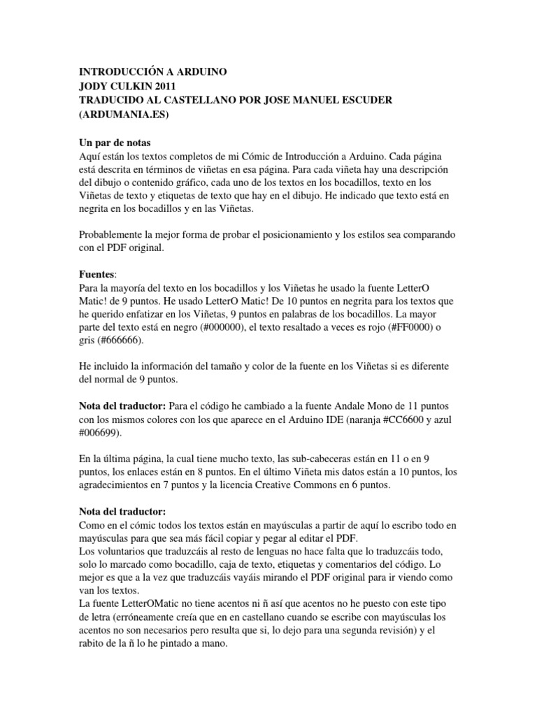 Guía Cómic: Introducción a Arduino | PDF | Unidad Central de procesamiento | Arduino