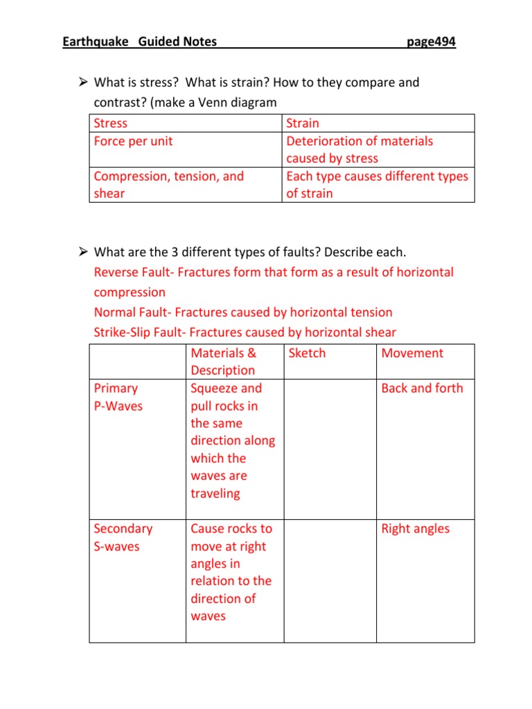 Earthquake Guided Notes | PDF | Science & Mathematics | History