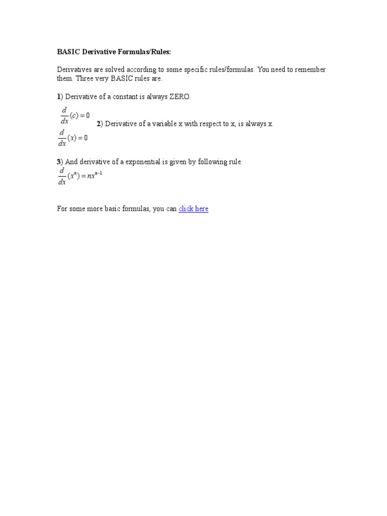 Basic Derivative Rules Explained | PDF