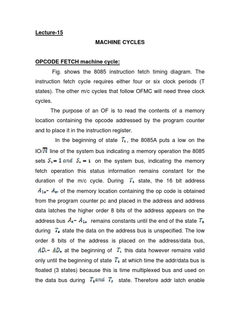 8085 Timing Diagram | PDF | Instruction Set | Input/Output