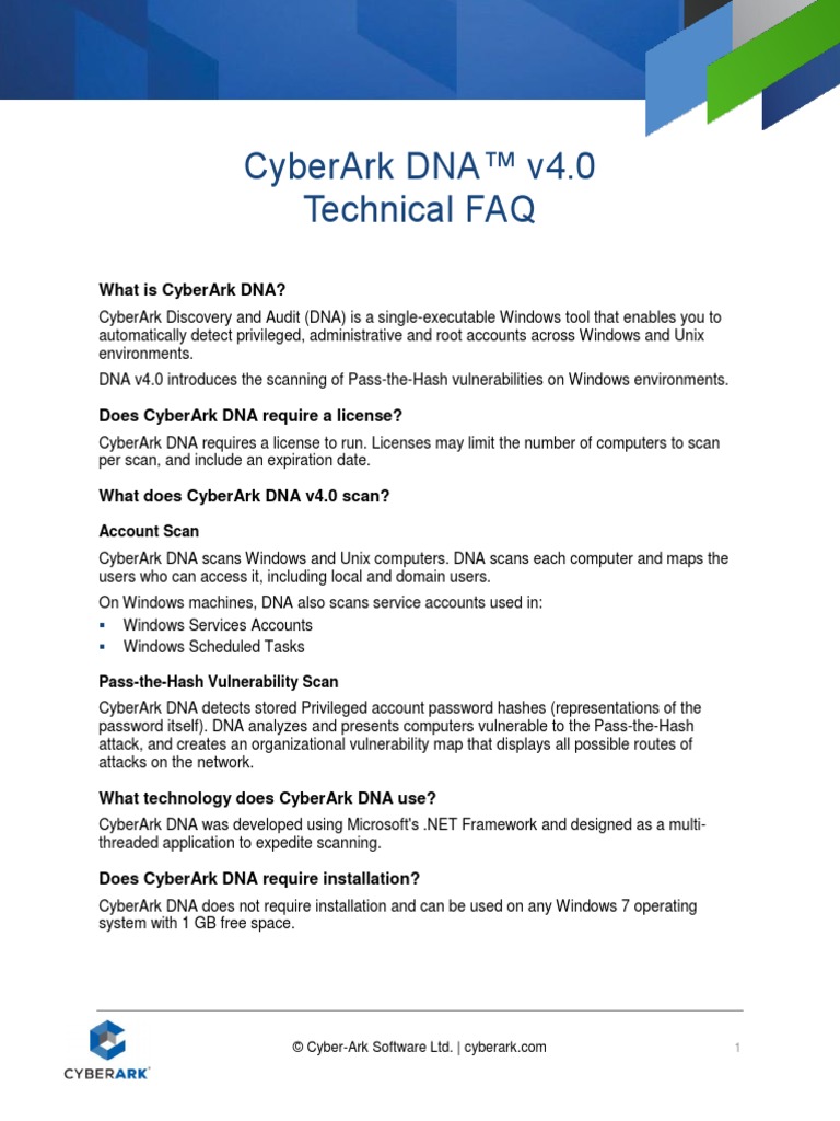 CyberArk DNA v4.1 Technical FAQ | PDF