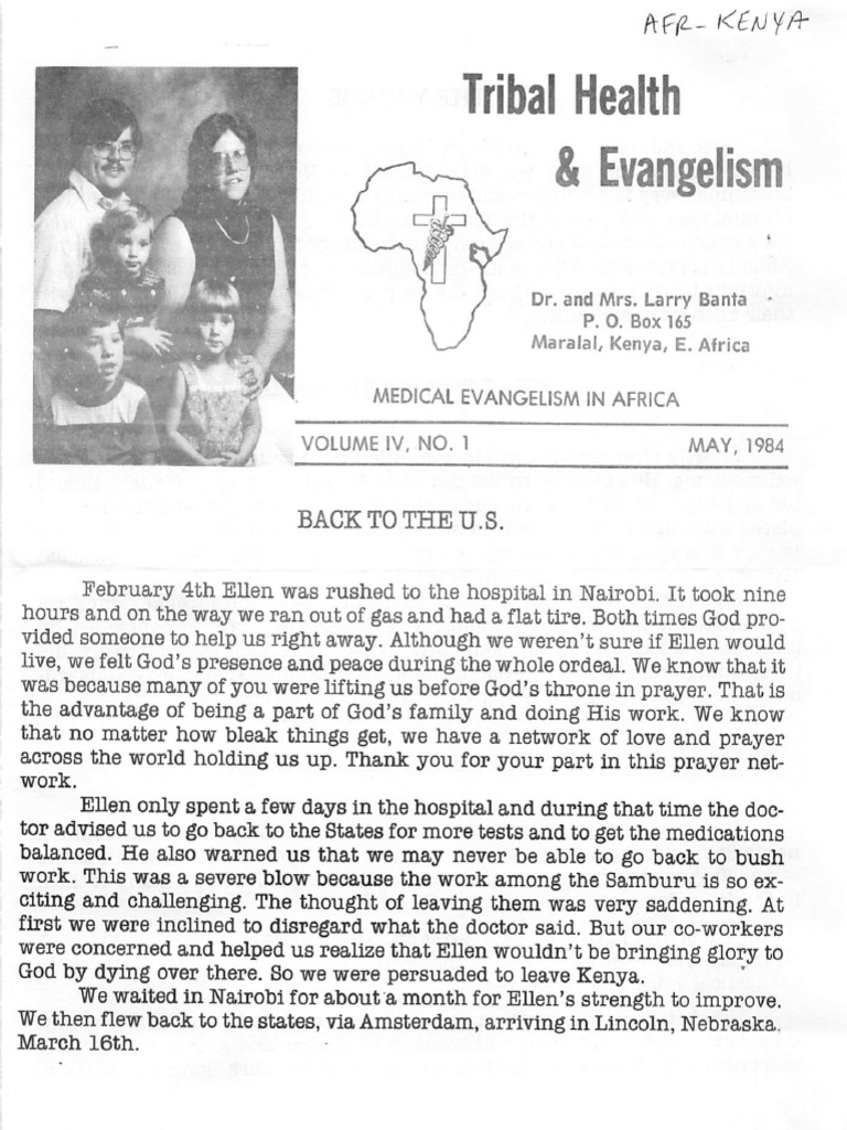 Banta Larry Ellen 1984 Kenya | PDF | Hospital | Wellness