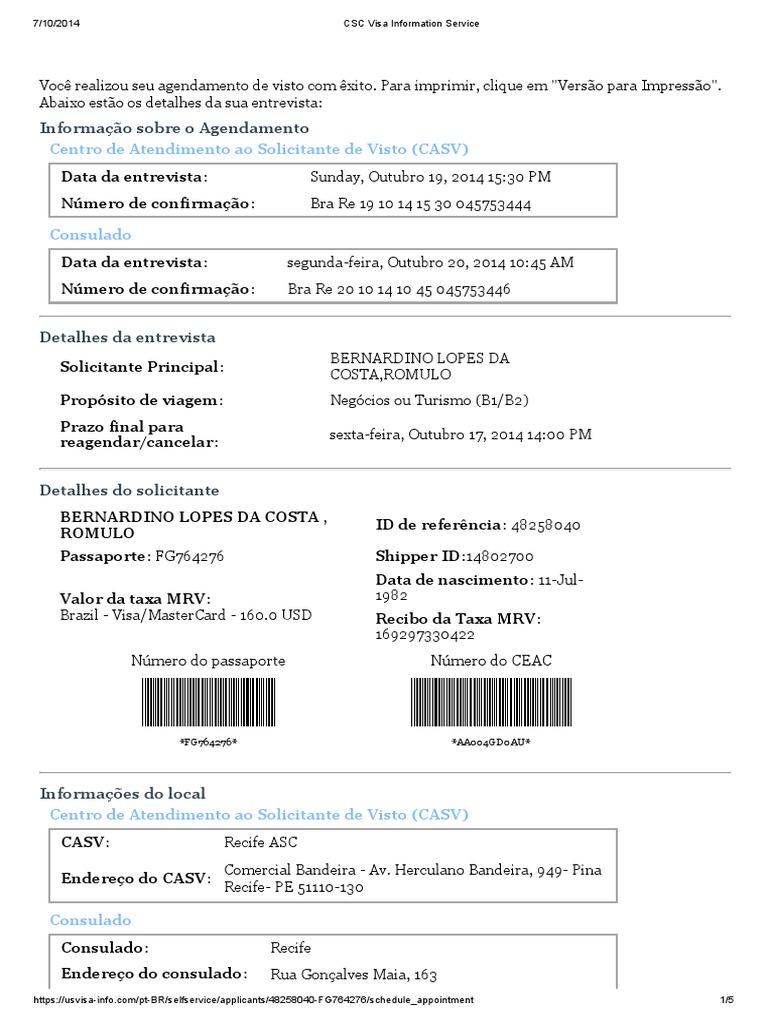 CSC Visa Information Service PDF | PDF | Passaporte | Os Estados Unidos