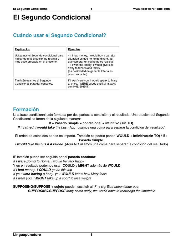 Uso del Segundo Condicional | PDF