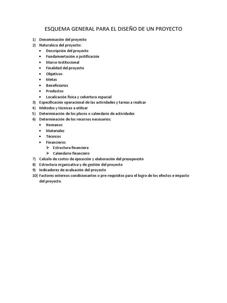Esquema General para El Diseño de Un Proyecto | PDF