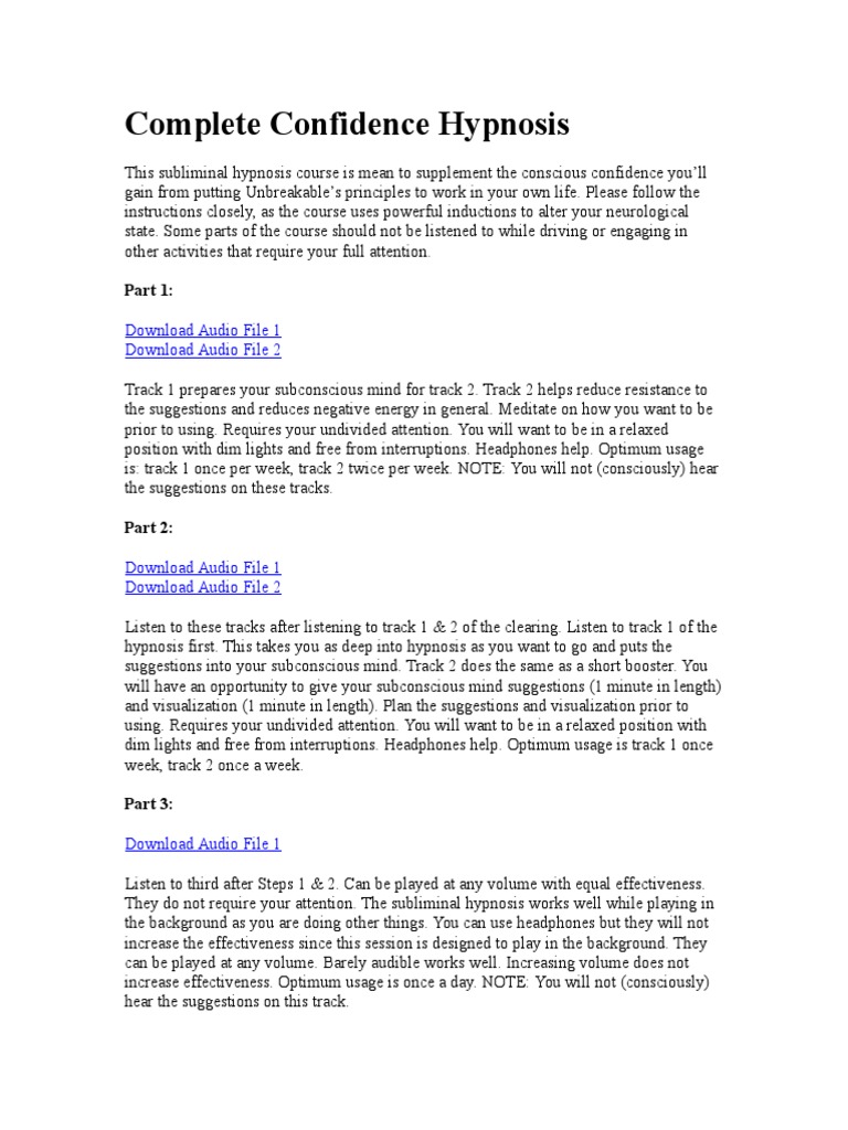 Complete Confidence Hypnosis | PDF | Hypnosis | Consciousness