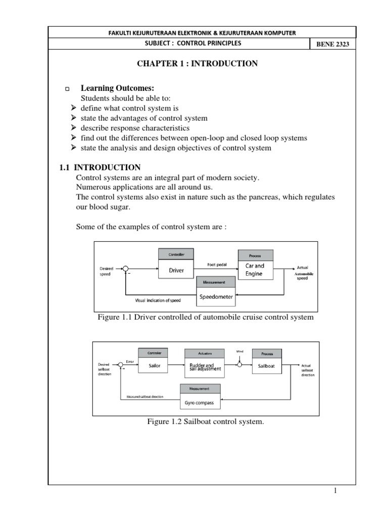 Chapter 1: Introduction: Subject: Control Principles | Control Theory ...