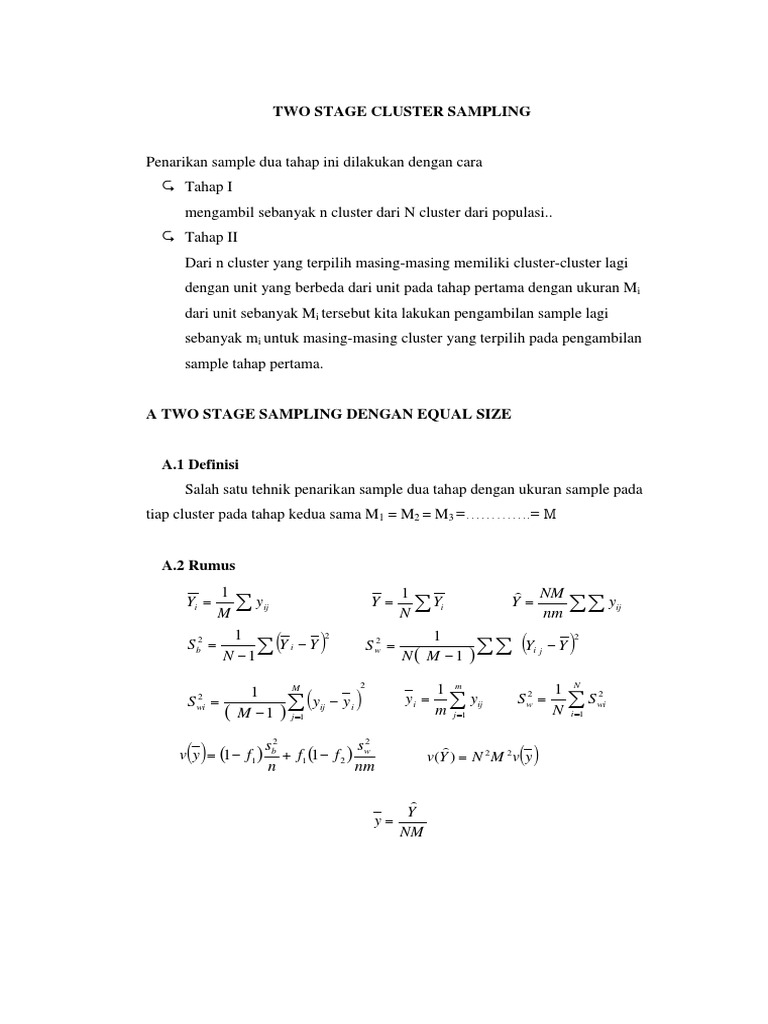 Two Stage Cluster Sampling | PDF