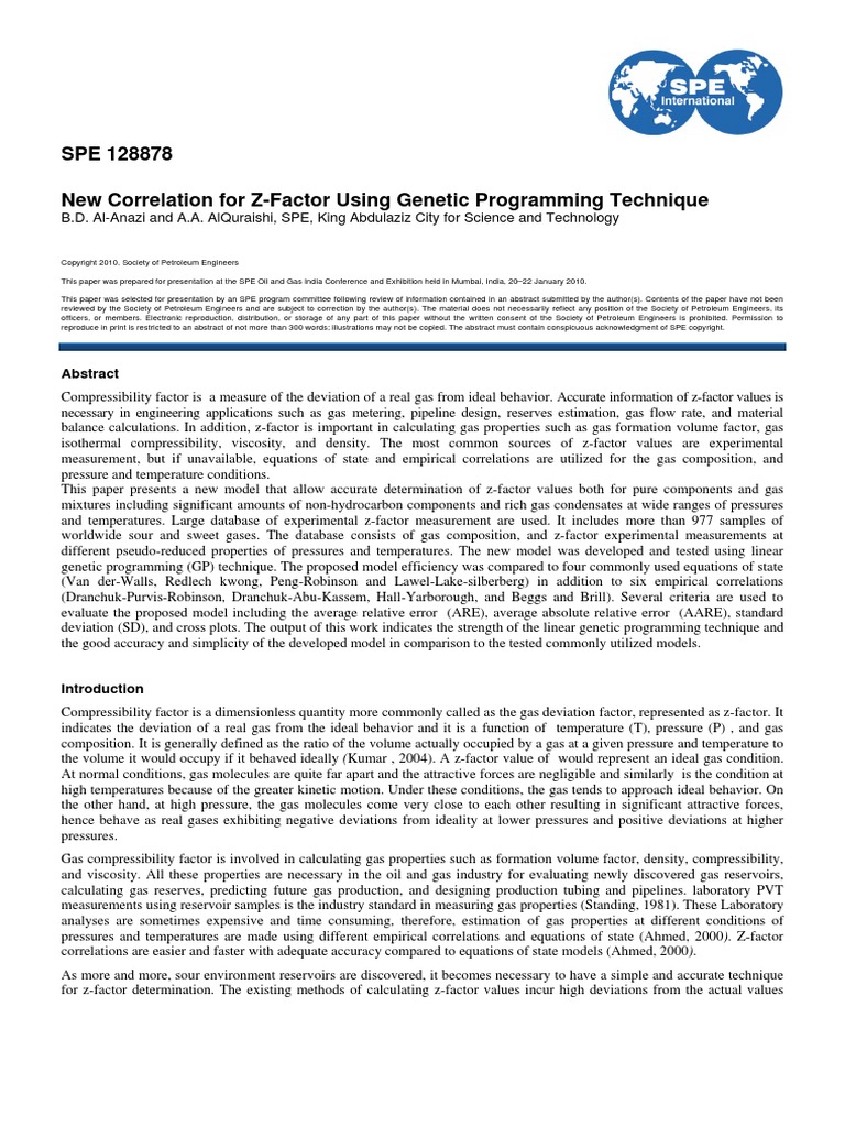 Z Factor Calculation | PDF | Gases | Genetic Algorithm