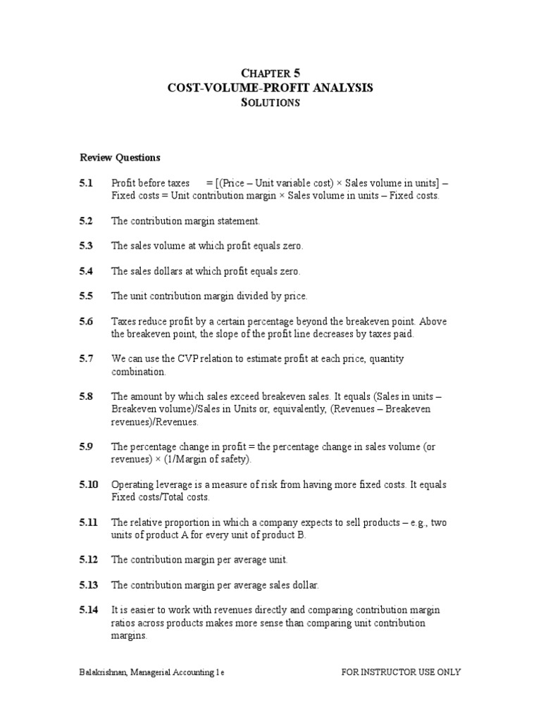 Balakrishnan MGRL Solutions Ch05 | PDF | Financial Accounting | Pricing