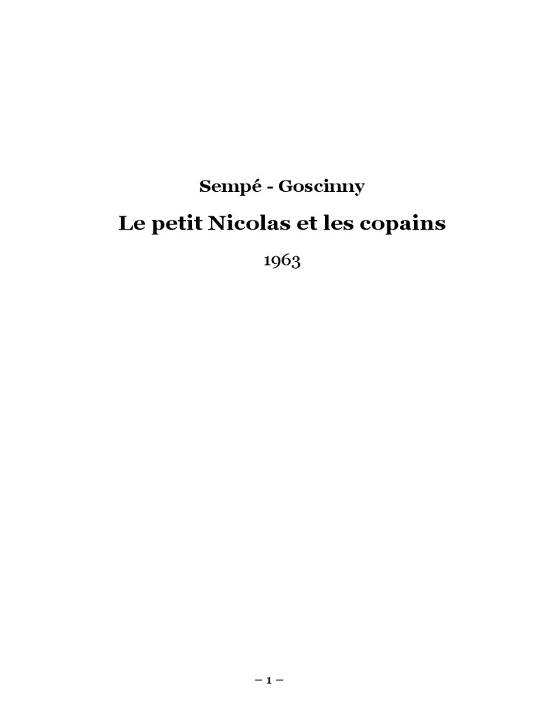 Le Petit Nicolas Et Les Copains PDF | PDF | La nature | Des sports
