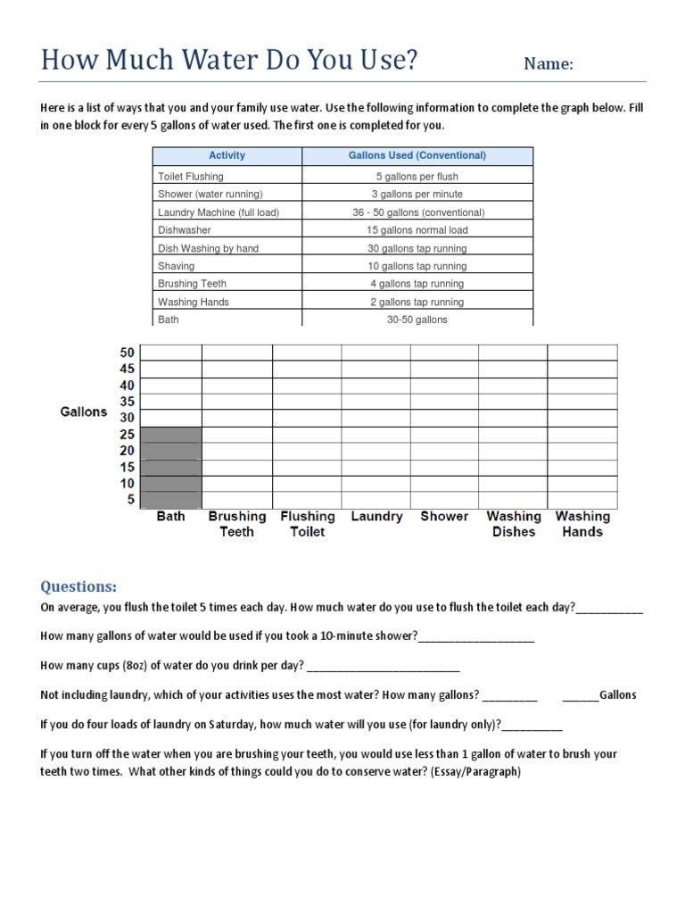 How Much Water Do You Use-Activity | PDF | Household | Toilet
