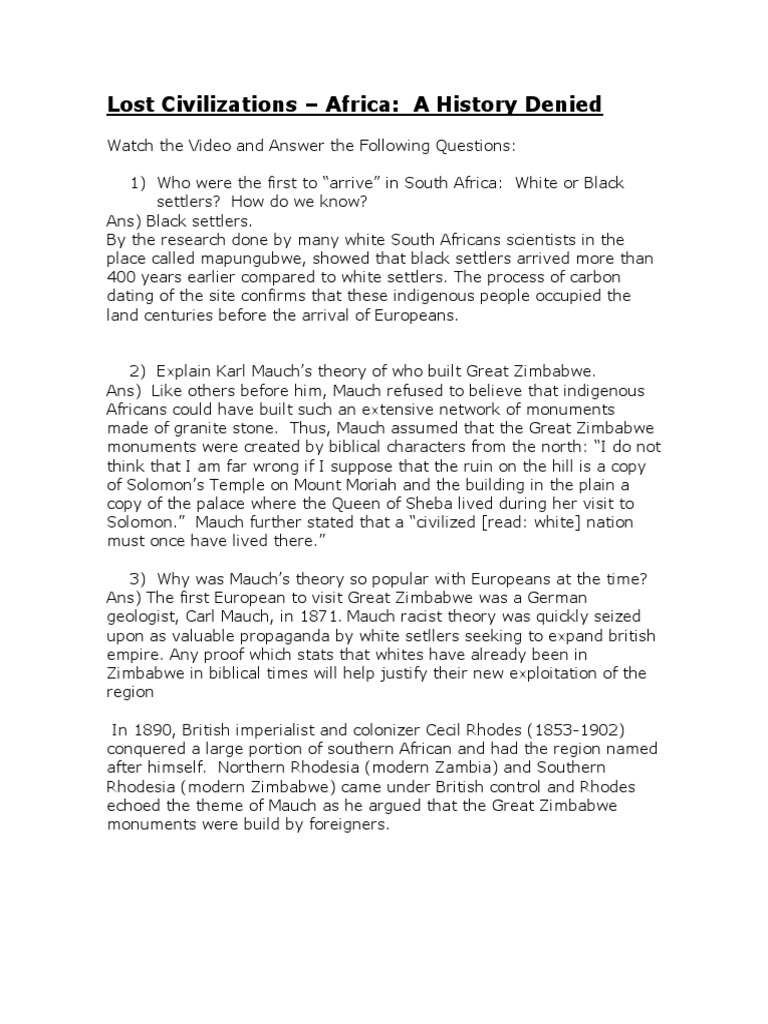 Lost Civilizations - Africa: A History Denied | PDF | Zimbabwe | Africa
