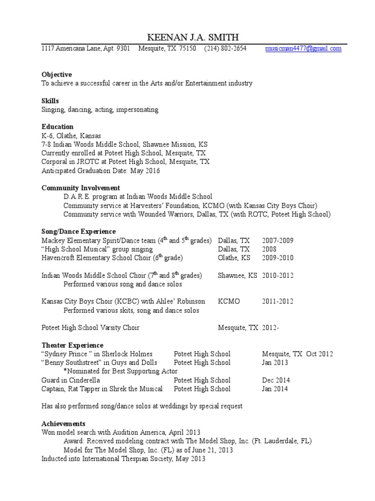 Keenan Smith School Resume | PDF