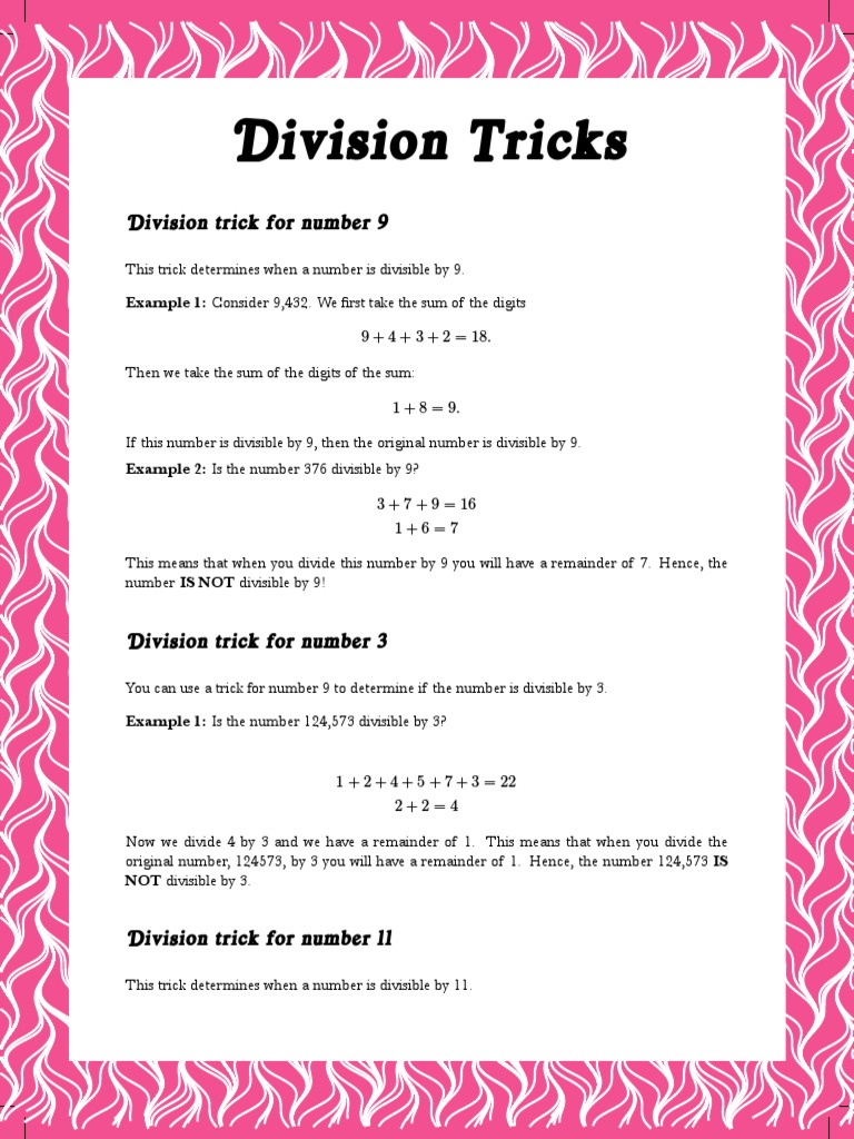 Division Tricks | PDF | Mathematical Concepts | Discrete Mathematics