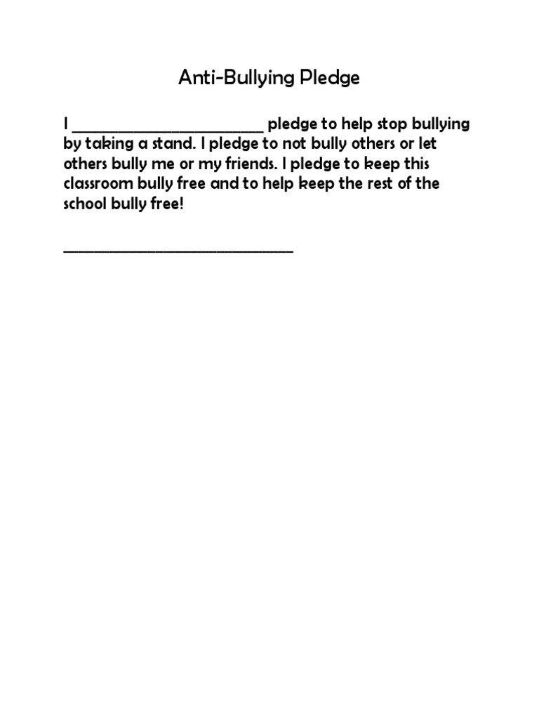 Anti-Bullying Pledge | PDF | Bullying | Domestic Violence