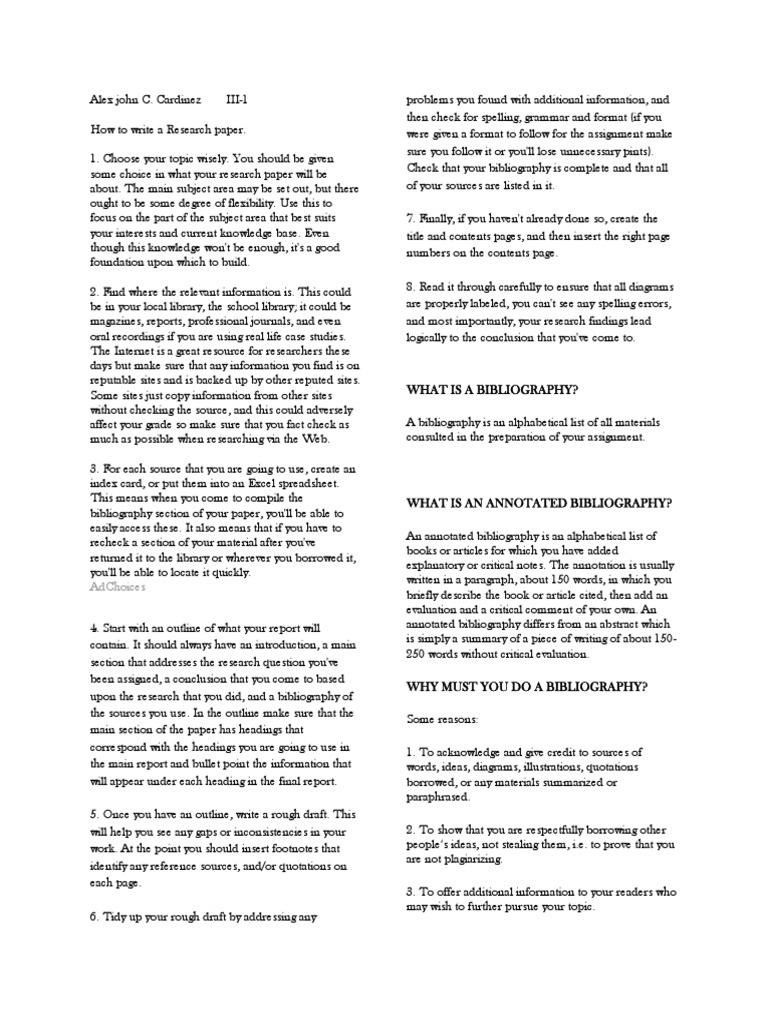 How To Write A Research Paper | PDF
