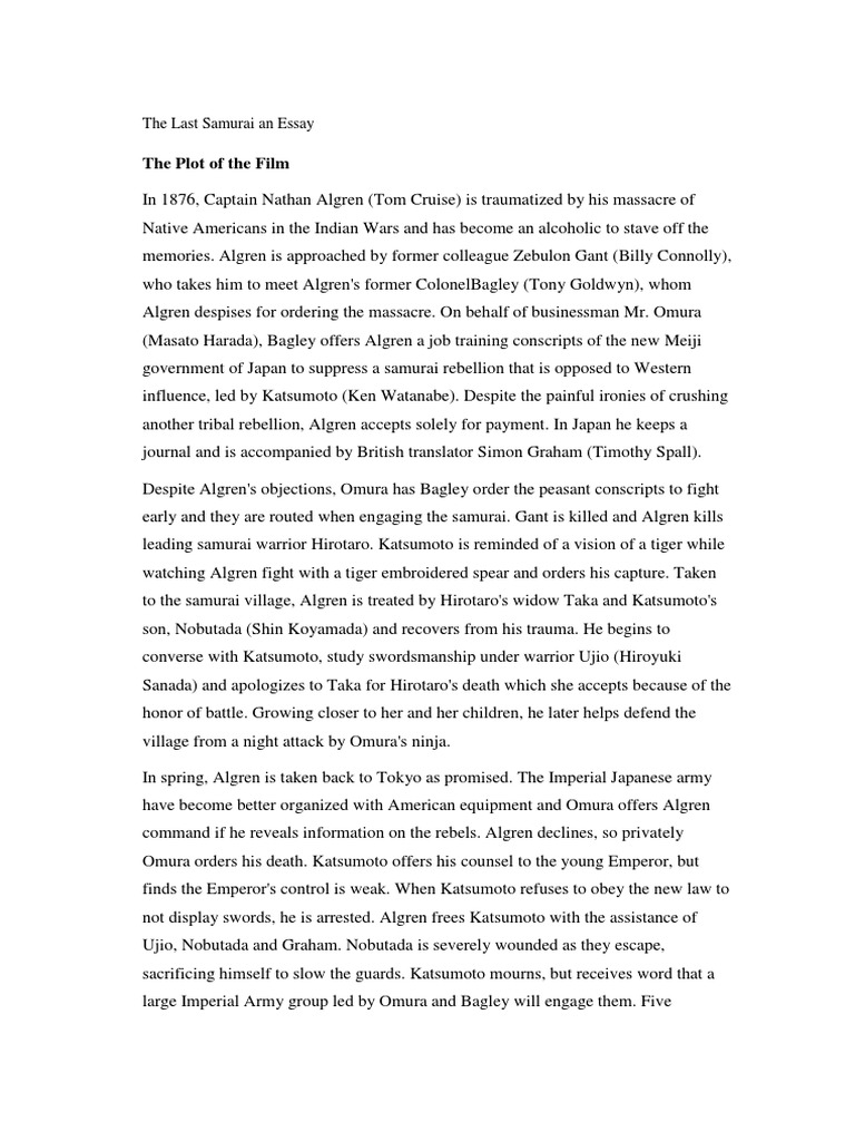 The Last Samurai An Essay | PDF | Armed Conflict | Unrest