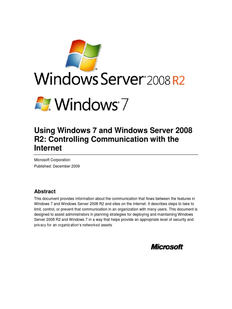 Using Windows 7 and Windows Server 2008 R2 - Controlling Communication ...