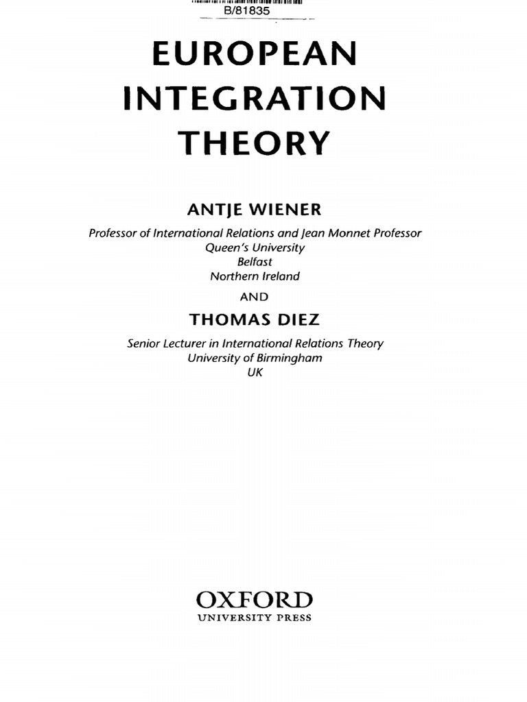 European Integration Theory: Oxford | PDF | Federalism | Enlargement Of ...