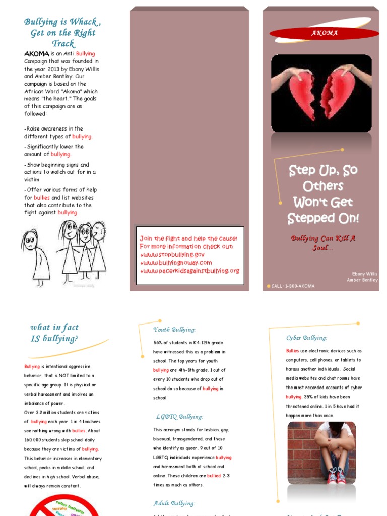 Anti Bullying Pamphlet Design | PDF | Bullying | Harassment