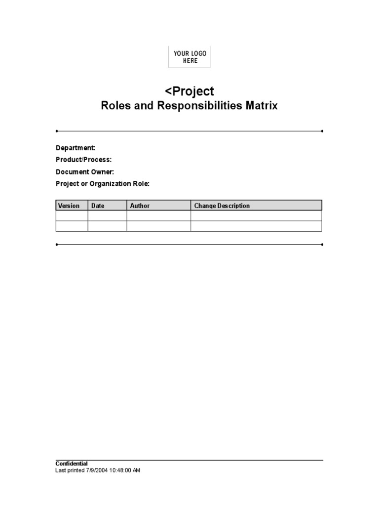 Roles and Responsibilities Matrix Guide | PDF