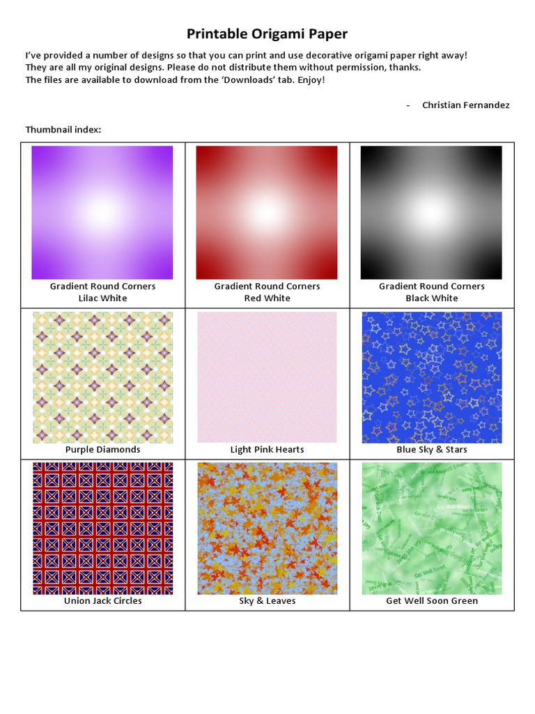 Free Printable Origami Paper Designs | PDF