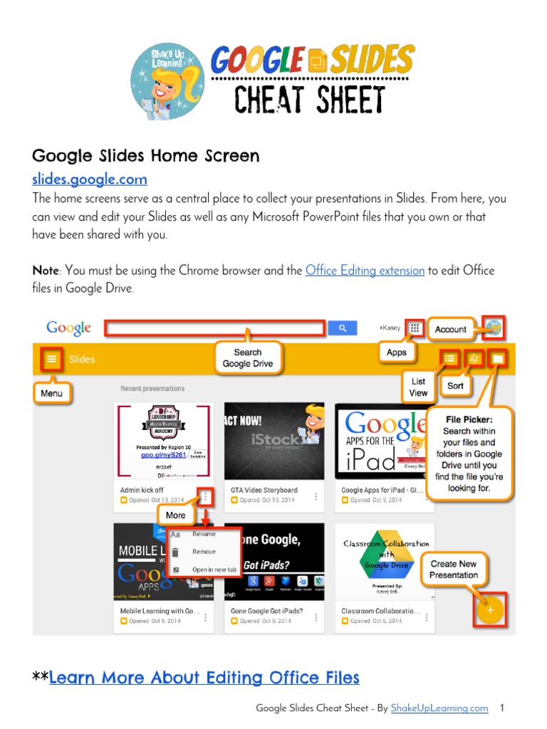 Google Slides Cheat Sheet | PDF