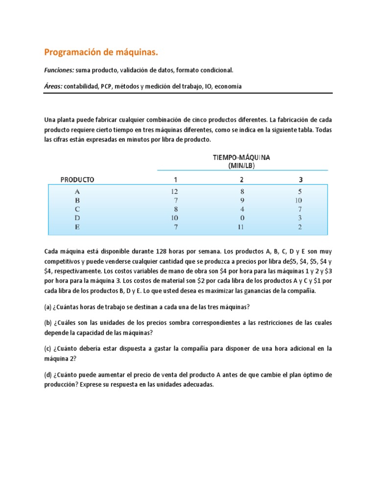 Programacion de Maquinas PDF | PDF | Ciencias económicas | Business