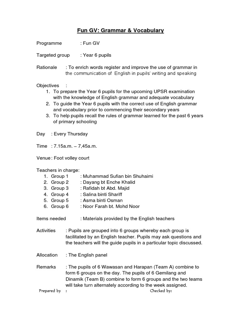 Fun GV: Grammar & Vocabulary | PDF