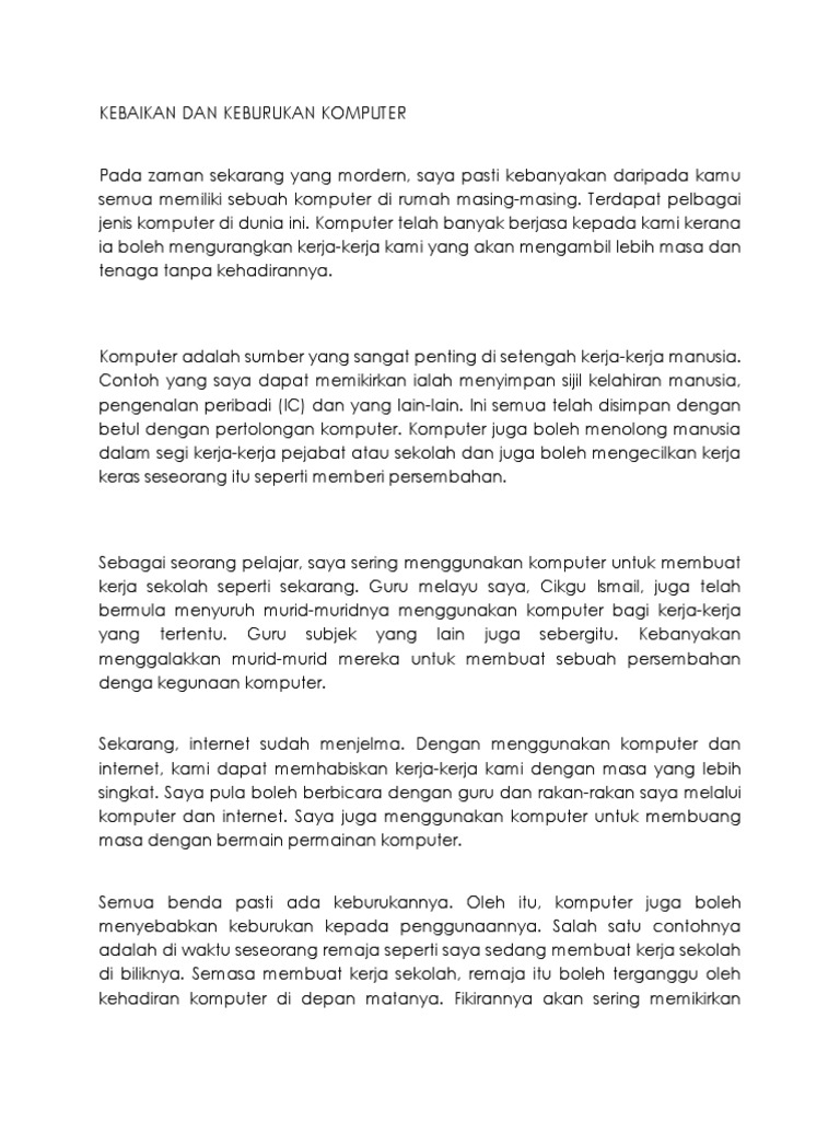 Kebaikan Dan Keburukan Komputer | PDF | Karier & Perkembangan | Komputer