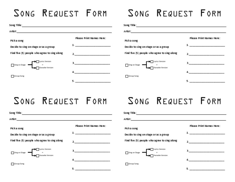 Song Request Form | PDF | Songs | Vocal Music