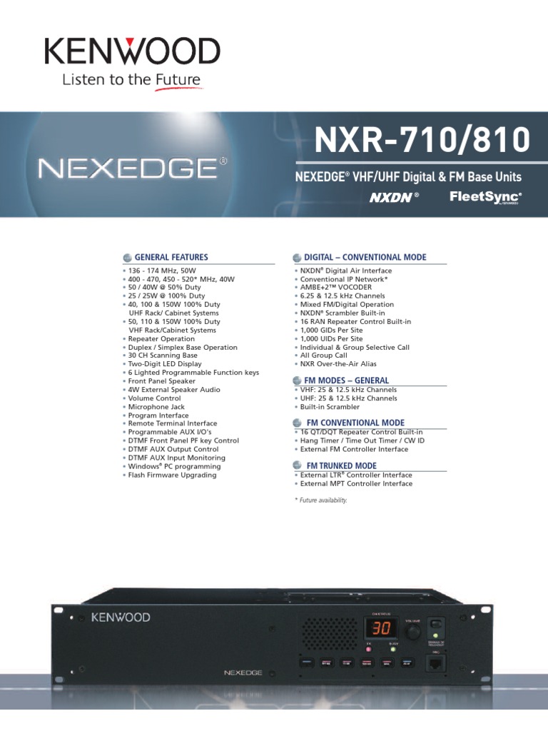 Kenwood NXDN NXR-710 (VHF) 810 (UHF) Repeater | PDF | Distortion ...