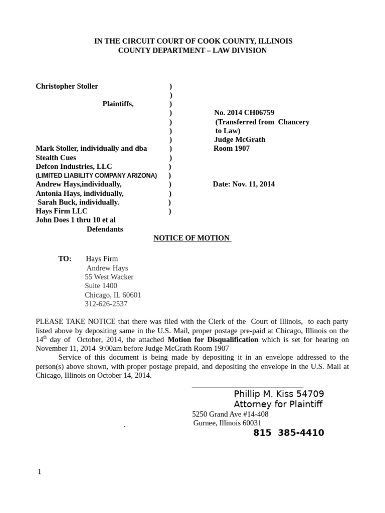 Motion to Disqualify Defendants' Counsel | PDF | Tort | Damages