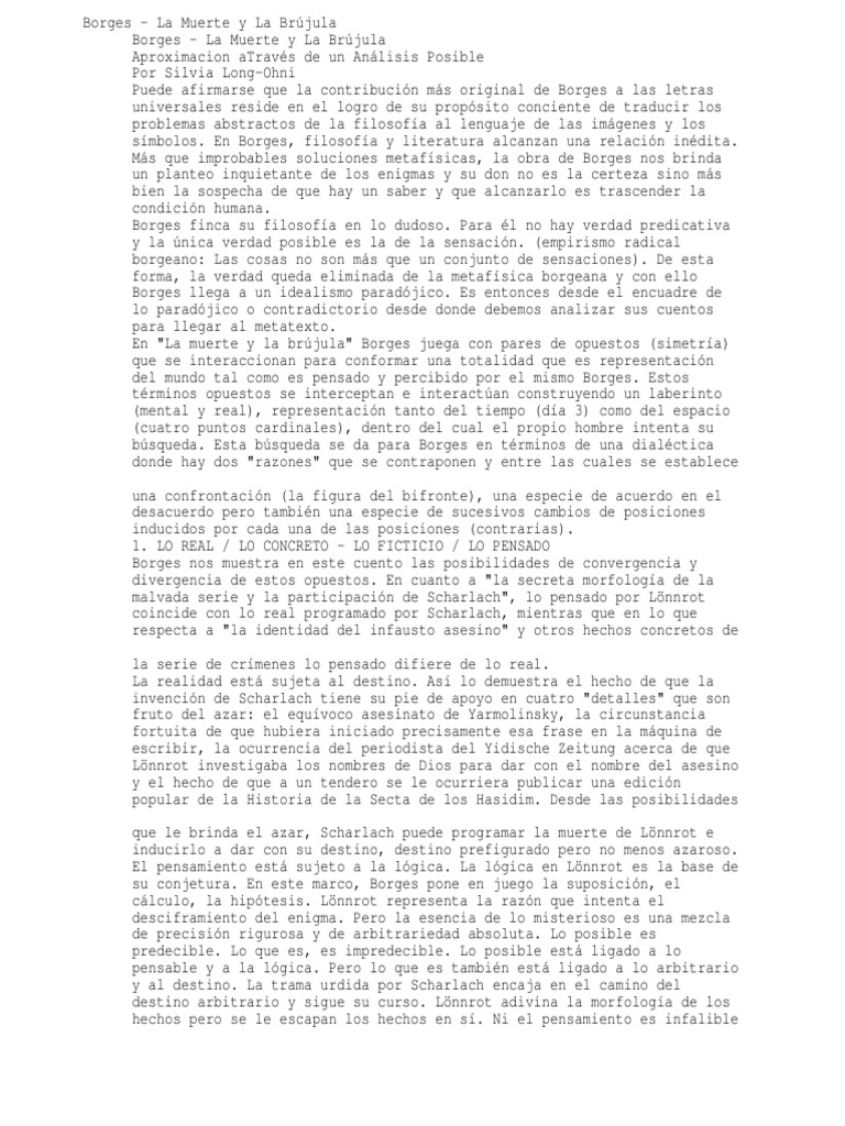 Borges - La Muerte y La Brújula | PDF | Destino | Realidad