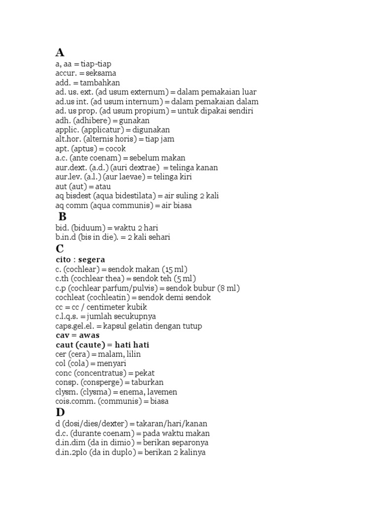 Singkatan Resep | PDF