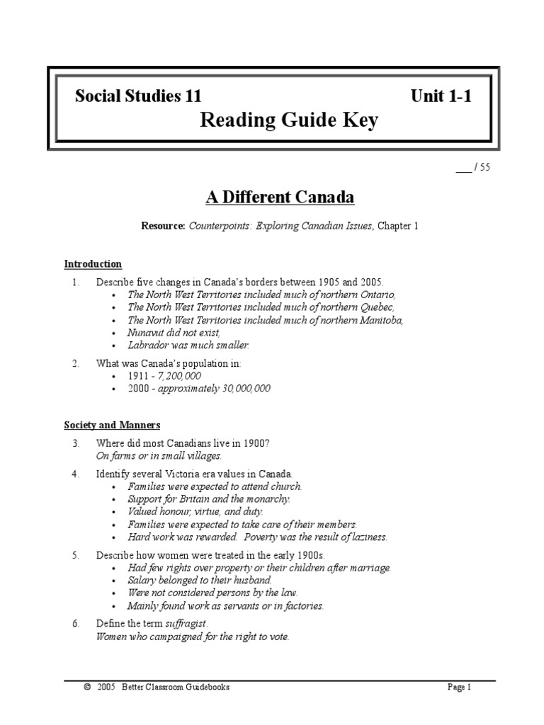 SS 11 - Unit 1-0 - Reading Guides | PDF