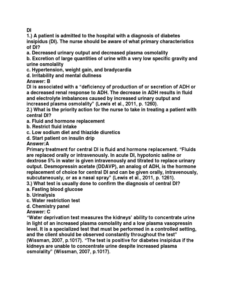 DM & DI Exams | PDF | Hypothyroidism | Diabetes Mellitus