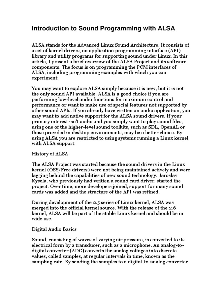 Alsa | PDF | Application Programming Interface | Linux