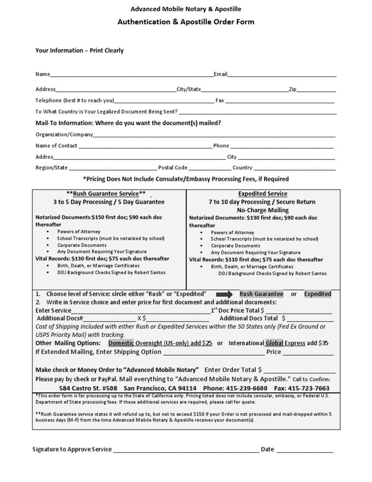 California Apostille Authentication Form | PDF | Notary Public | United ...