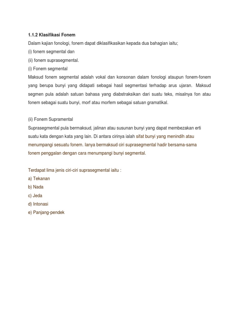 Fonem Segmental Dan Suprasegmental | PDF | Seni & Disiplin Bahasa ...