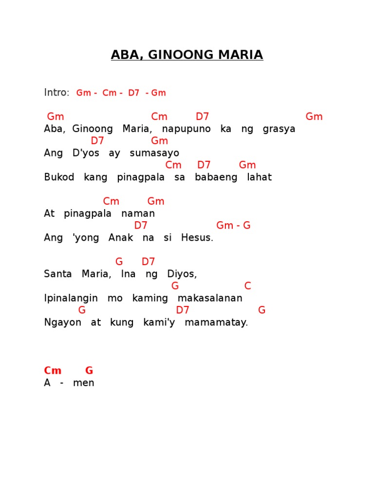 Aba Ginoong Maria Chords | PDF
