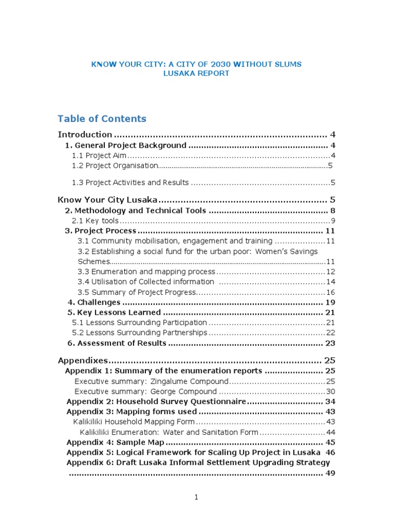Lusaka Slums: Know Your City Project | PDF | Slum | Geographic ...