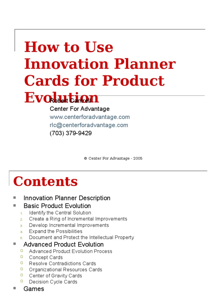 Innovation Planner for Product Evolution | PDF | Business | Nature