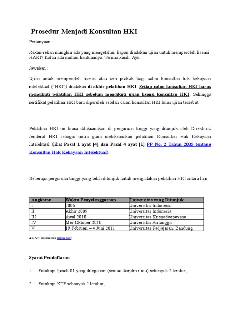 Prosedur Menjadi Konsultan HKI | PDF