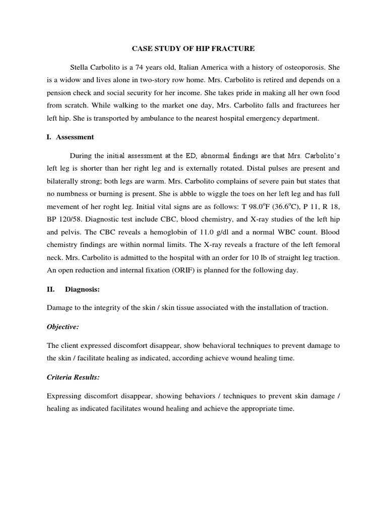 Mrs. Carbolito's Hip Fracture Case Study | PDF | Hip | Clinical Medicine