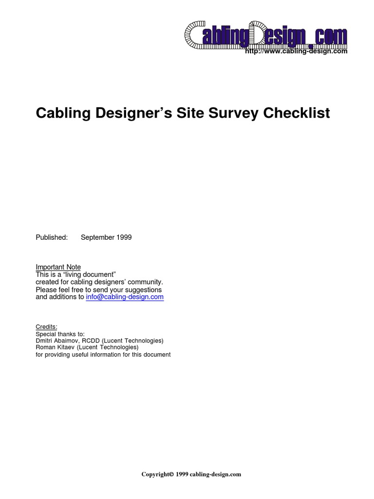 Checklist - v1 Cabling SITE SURVING PDF | PDF | Computers | Technology ...