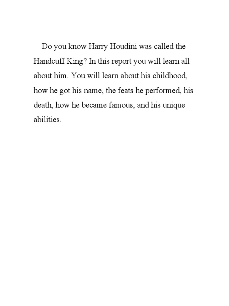 Houdini Famous Tricks PDF | PDF | Harry Houdini | Violence